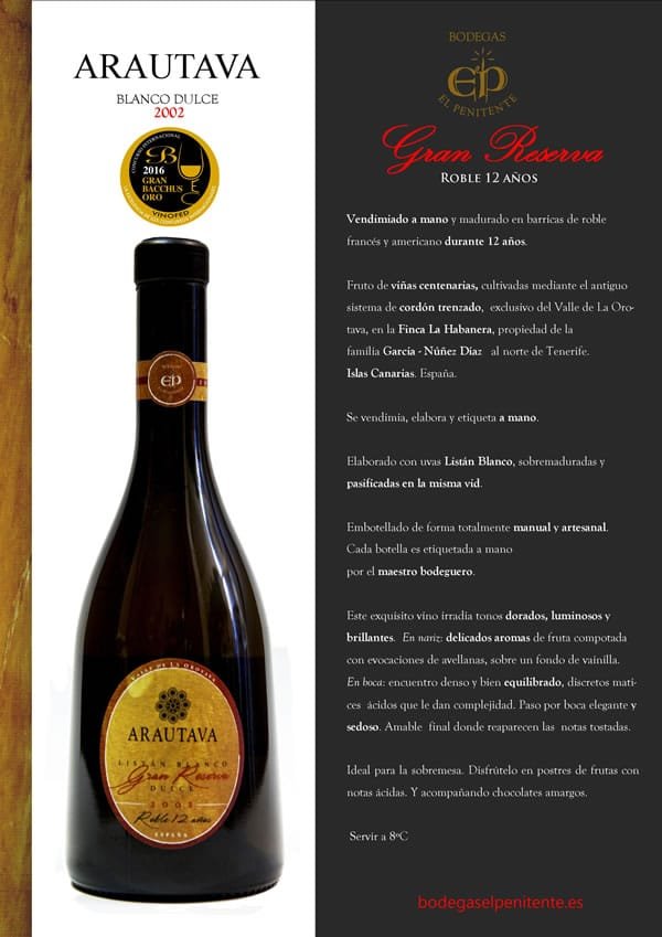 Mejor Vino de España 2016, Arautava Blanco Dulce 2002 - Consejo ...